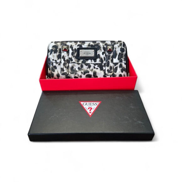 Guess | Bags | Guess Leopard Print Zip Around Wallet Wristlet Mob Wife ...